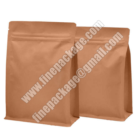 food grade block bottom kraft paper pouch, square bottom paper bag ...